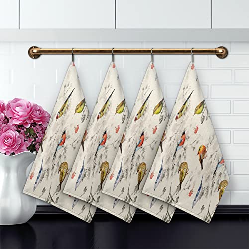 JXDXHCW 2 Pack Kitchen Towel Birds Branch Pattern Soft Absorbent Dish Towel Tea Towels Hand Towel for Drying Dishes Cleaning Cooking 18 x 28 Inch