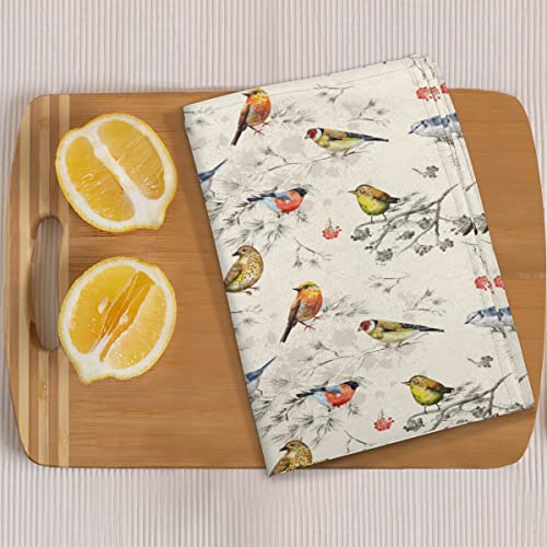 JXDXHCW 2 Pack Kitchen Towel Birds Branch Pattern Soft Absorbent Dish Towel Tea Towels Hand Towel for Drying Dishes Cleaning Cooking 18 x 28 Inch