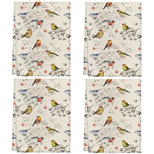 JXDXHCW 2 Pack Kitchen Towel Birds Branch Pattern Soft Absorbent Dish Towel Tea Towels Hand Towel for Drying Dishes Cleaning Cooking 18 x 28 Inch