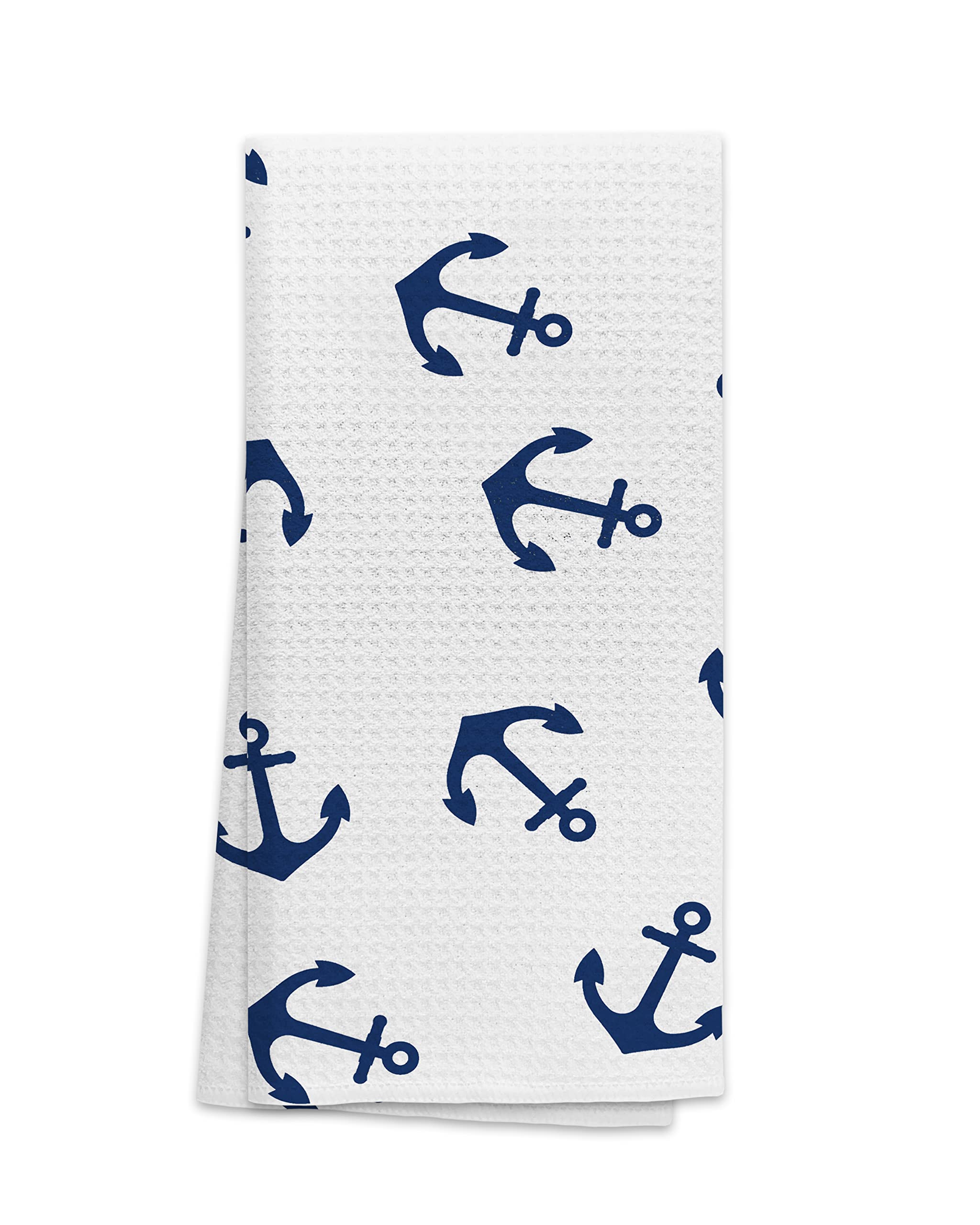 OHSUL Nautical Anchor Pattern Highly Absorbent Beach Towels Kitchen Towels Hand Towels Bath Towels,Anchor Sign Guest Towels Tea Towel for Bathroom Kitchen Hotel Gym Spa Decor,Ocean Lovers Gifts