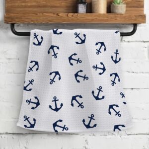 OHSUL Nautical Anchor Pattern Highly Absorbent Beach Towels Kitchen Towels Hand Towels Bath Towels,Anchor Sign Guest Towels Tea Towel for Bathroom Kitchen Hotel Gym Spa Decor,Ocean Lovers Gifts