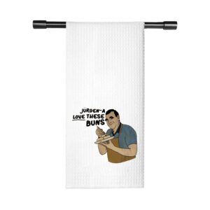 tsotmo baking show inspired gift jurgen love these buns baking lover kitchen towel dish towel (jurgen-a towel)