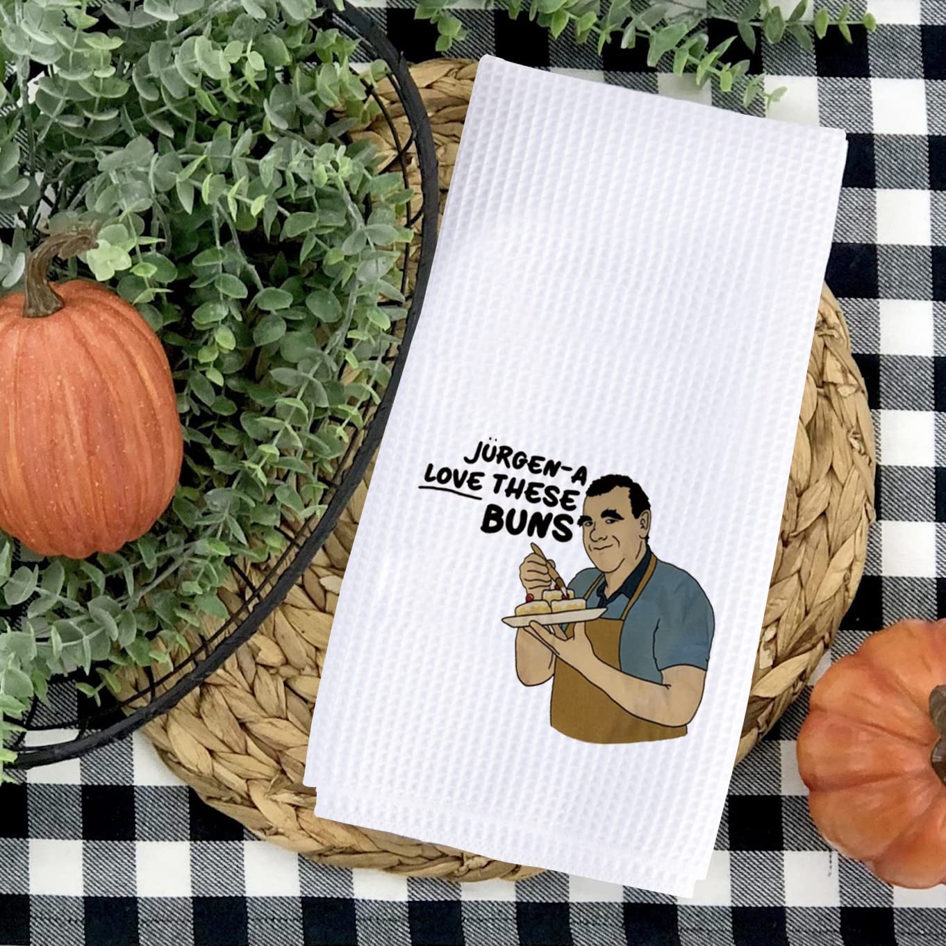 TSOTMO Baking Show Inspired Gift Jurgen Love These Buns Baking Lover Kitchen Towel Dish Towel (Jurgen-A Towel)