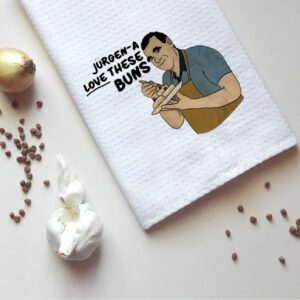 TSOTMO Baking Show Inspired Gift Jurgen Love These Buns Baking Lover Kitchen Towel Dish Towel (Jurgen-A Towel)