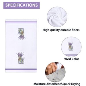 Watercolor Lavender Vase Kitchen Dish Towel 18 x 28 Inch, Seasonal Summer Lavender Truck Towels Dish Cloth for Cooking Baking Set of 2