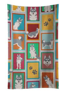 caroline's treasures mlm1159ktwl lots of grey siberian husky kitchen towel dish cloths guest hand towel decorative bathroom towel for face,tea, dishcloth, kitchen and bath