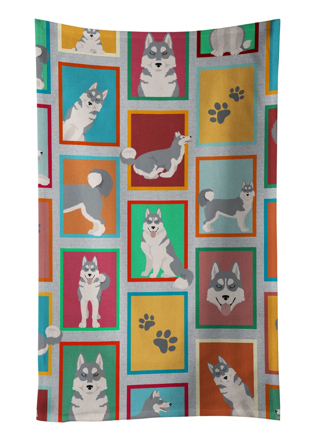 Caroline's Treasures MLM1159KTWL Lots of Grey Siberian Husky Kitchen Towel Dish Cloths Guest Hand Towel Decorative Bathroom Towel for Face,Tea, Dishcloth, Kitchen and Bath