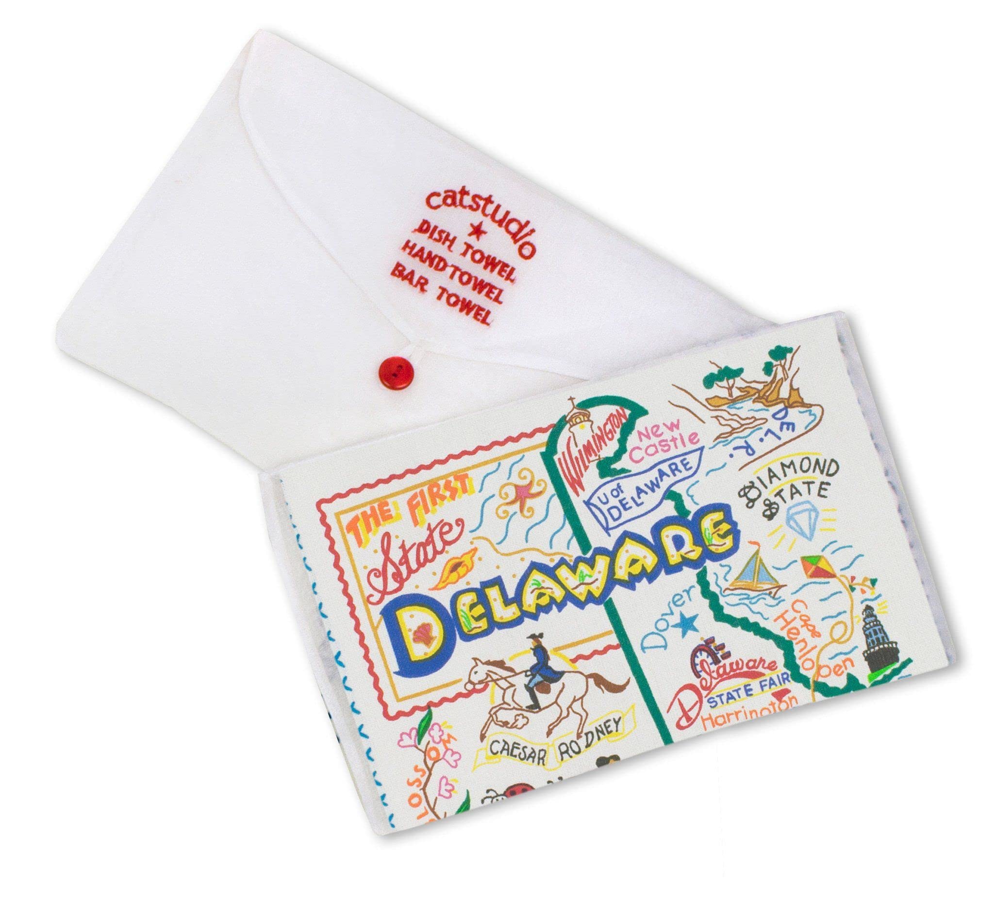 Catstudio Delaware Dish Towel - U.S. State Souvenir Kitchen and Hand Towel with Original Artwork - Perfect Tea Towel for Delaware Lovers, Travel Souvenir