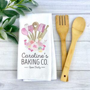 CANARY ROAD Custom Spatula Set Floral Dish Towel | Personalized Kitchen Towel | Housewarming Gift | Wedding Gift | Personalized Dish Towel | Hostess Gift | Couple Towel