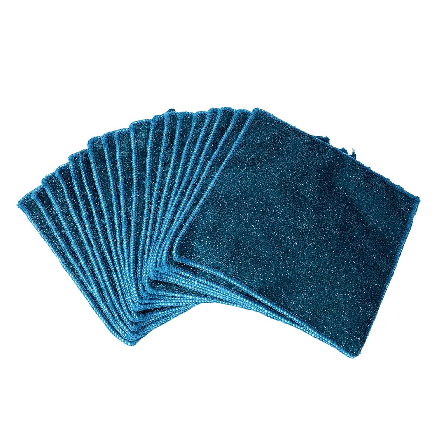 Shop LC Set of 20 Teal Kitchen Towels Dish Cloth Double Sided Microfiber and Scratch Fiber Rags for Cleaning Birthday for Mom