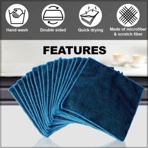 Shop LC Set of 20 Teal Kitchen Towels Dish Cloth Double Sided Microfiber and Scratch Fiber Rags for Cleaning Birthday for Mom