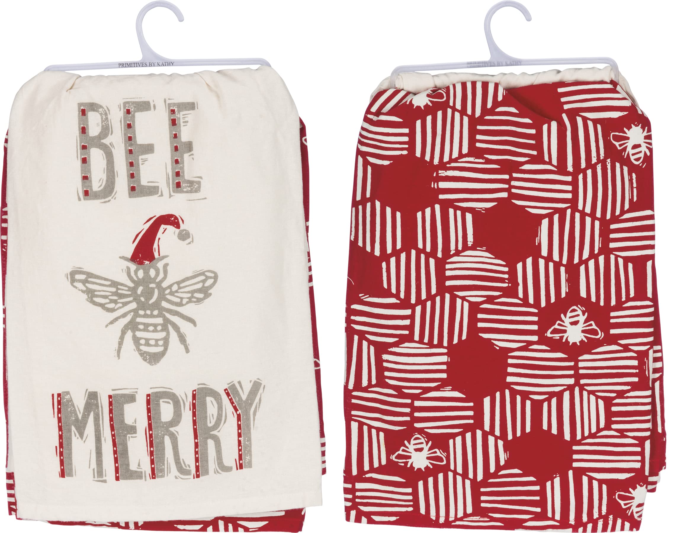 Primitives by Kathy Christmas Kitchen Dish Towel Set, Bee Merry, Small