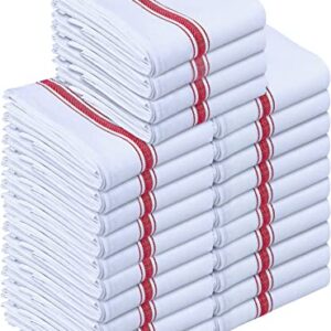 Utopia Towels 48X Pack Dish Towels (15 x 25 Inches)- 100% Ring Spun Cotton- Super Absorbent- Linen Kitchen Towels- Soft Reusable- Cleaning Bar, and Tea Towels Set (24X Blue & 24X Red)