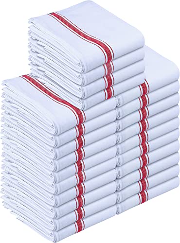 Utopia Towels 48X Pack Dish Towels (15 x 25 Inches)- 100% Ring Spun Cotton- Super Absorbent- Linen Kitchen Towels- Soft Reusable- Cleaning Bar, and Tea Towels Set (24X Blue & 24X Red)