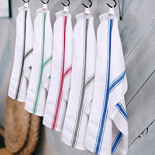 Utopia Towels 48X Pack Dish Towels (15 x 25 Inches)- 100% Ring Spun Cotton- Super Absorbent- Linen Kitchen Towels- Soft Reusable- Cleaning Bar, and Tea Towels Set (24X Blue & 24X Red)