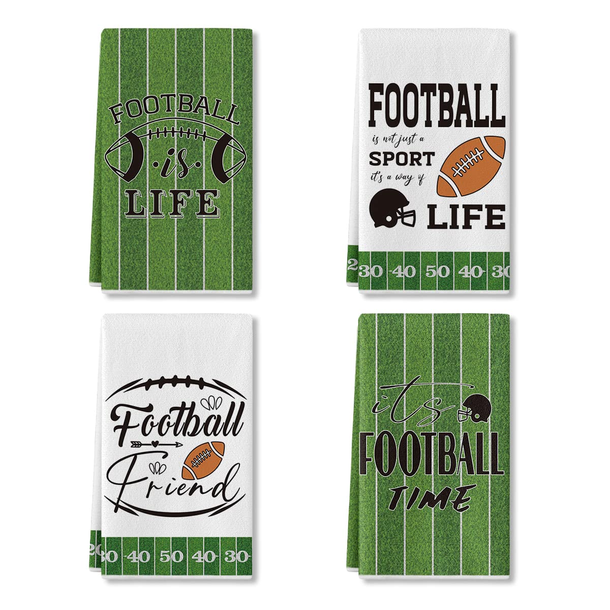 Artoid Mode Rugby Field Helmet Football Kitchen Towels Dish Towels, 18x26 Inch Seasonal Decoration Hand Towels Set of 4