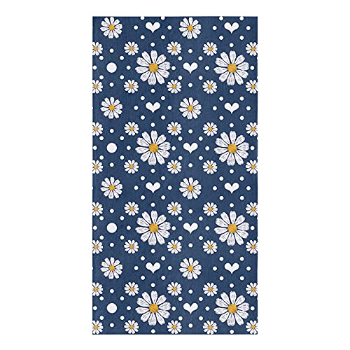 MUENINELE Dish Cloths Kitchen Towels, White Daisy Heart Gray Indigo Dishcloths Soft Reusable Cleaning Cloths Absorbent Dish Towels for Household Cleaning, 1 Pack, 18"x28"