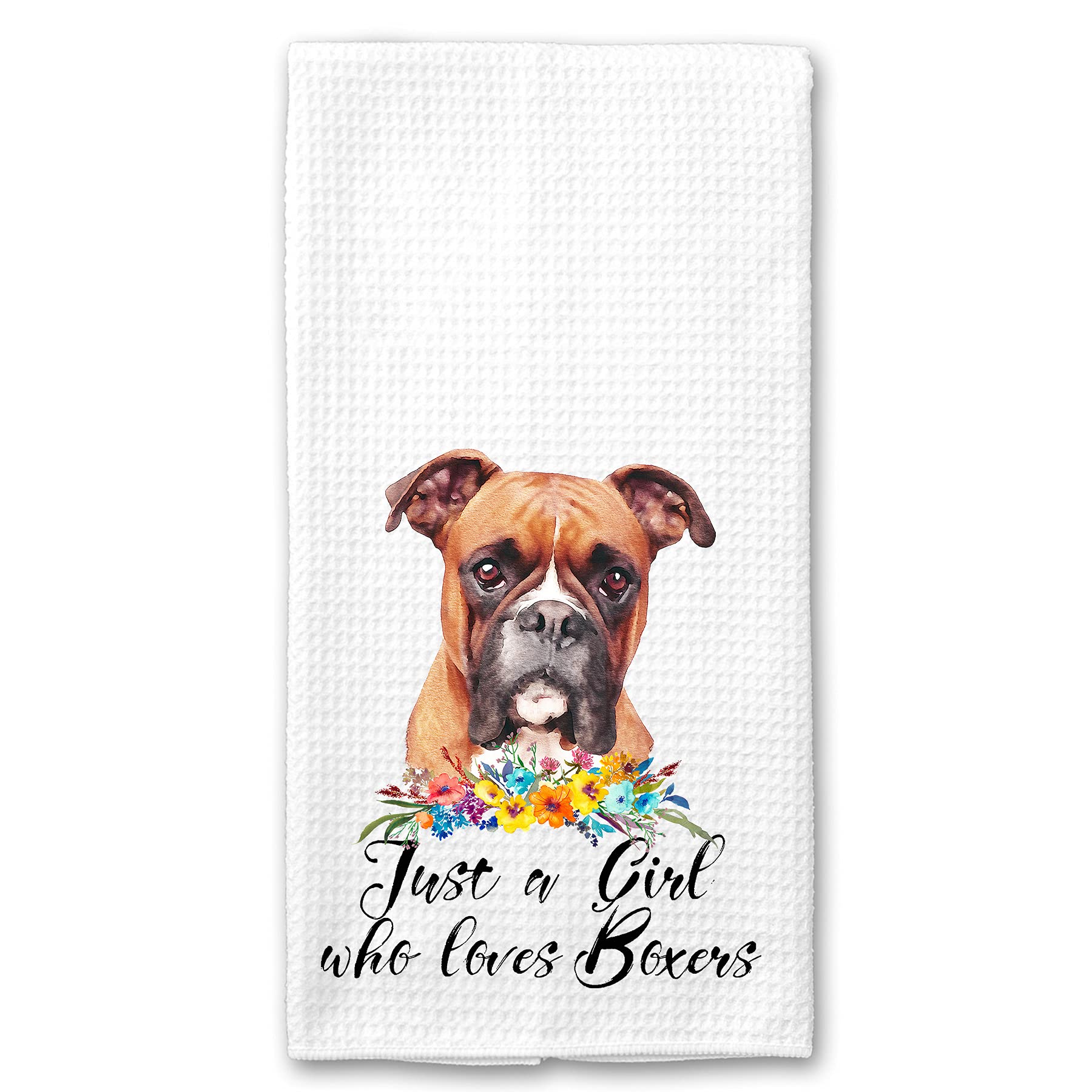 Just a Girl Who Loves Boxers Microfiber Kitchen Tea Bar Towel Gift for Animal Dog Lover