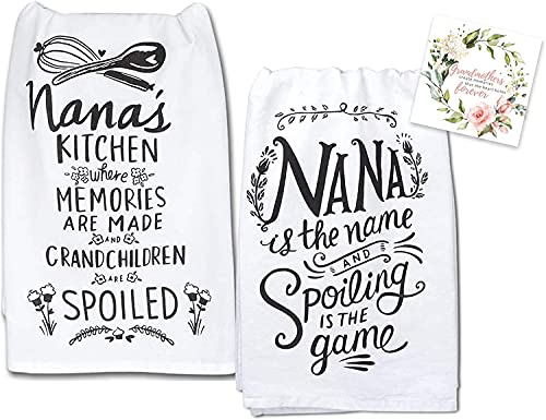 18th Street Gifts Nana Kitchen Towels and Refrigerator Magnet - Nana Gifts from Grandkids - Grandma Gifts from Grandchildren or First Time Grandma Gifts for Nana