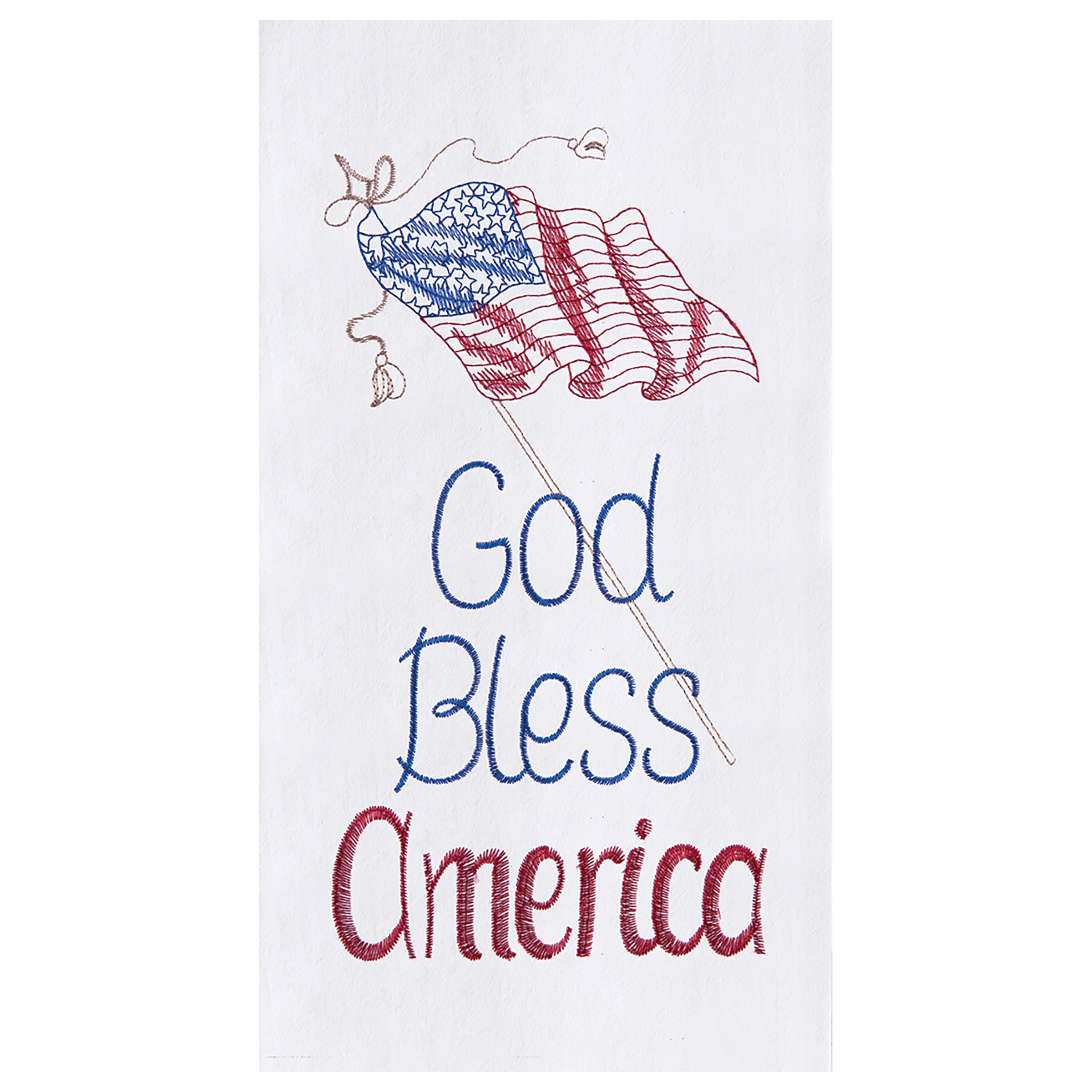 C&F Home God Bless America Flour Sack Kitchen Patriotic Red White Blue American Fourth of July Memorial Labor Day Towel Decor Decoration U.S.A. Independence Day Memorial Day Americana 18" x 27" White