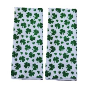 p2p st patricks day kitchen towels set of 2, decorative dishcloths tea hand dish towel, holiday home bathroom decor party supplies decorations (green shamrock)