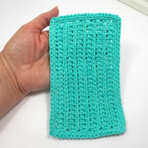 Coral and Aqua 4 inch x 7 inch Rectangular Cotton Dishcloths Set of 4 Lt. Coral Turquoise Ecru Aqua