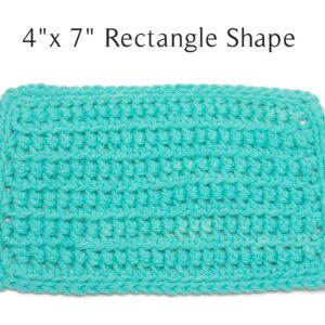 Coral and Aqua 4 inch x 7 inch Rectangular Cotton Dishcloths Set of 4 Lt. Coral Turquoise Ecru Aqua