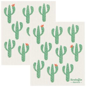 ecoloie swedish sponge reusable dishcloth cacti 6.5 x 8 inches, set of 2