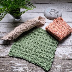 Crochet Kitchen Dish Cloths Fall Harvest Green Beige Orange Yellow Wash Cloth Crochet Cotton Dishcloths Set of 3