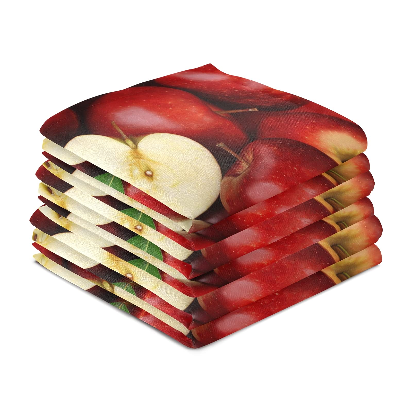 Leaves Red Apples Kitchen Towels Natural Fresh Fruits Dishcloths Set 4 Pack Hand Dish Towel Tea Bar Towels 18 x 28 in Cleaning Cloths Soft Absorbent Fast Drying for Cooking Baking