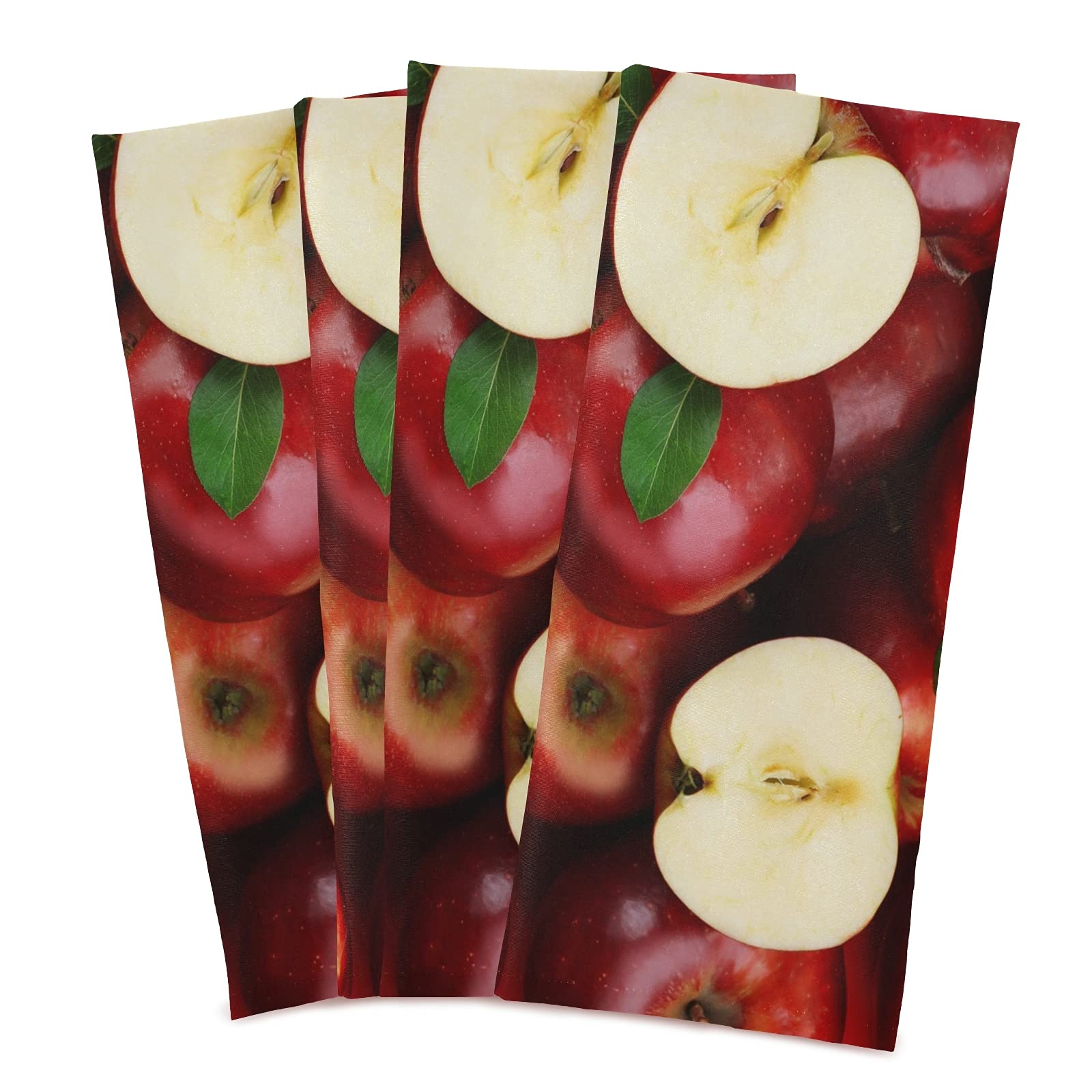 Leaves Red Apples Kitchen Towels Natural Fresh Fruits Dishcloths Set 4 Pack Hand Dish Towel Tea Bar Towels 18 x 28 in Cleaning Cloths Soft Absorbent Fast Drying for Cooking Baking