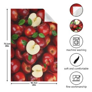 Leaves Red Apples Kitchen Towels Natural Fresh Fruits Dishcloths Set 4 Pack Hand Dish Towel Tea Bar Towels 18 x 28 in Cleaning Cloths Soft Absorbent Fast Drying for Cooking Baking