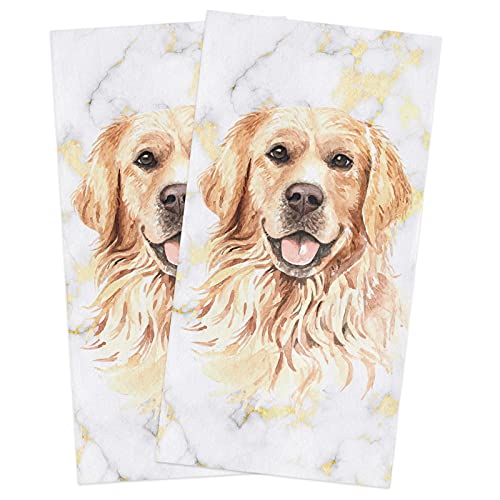 Big buy store Golden Retriever Kitchen Dish Towels Set of 2, Soft Lightweight Microfiber Absorbent Hand Towel Marble Pattern Tea Towel for Kitchen Bathroom 18x28in