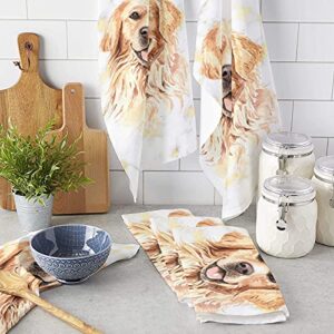 Big buy store Golden Retriever Kitchen Dish Towels Set of 2, Soft Lightweight Microfiber Absorbent Hand Towel Marble Pattern Tea Towel for Kitchen Bathroom 18x28in