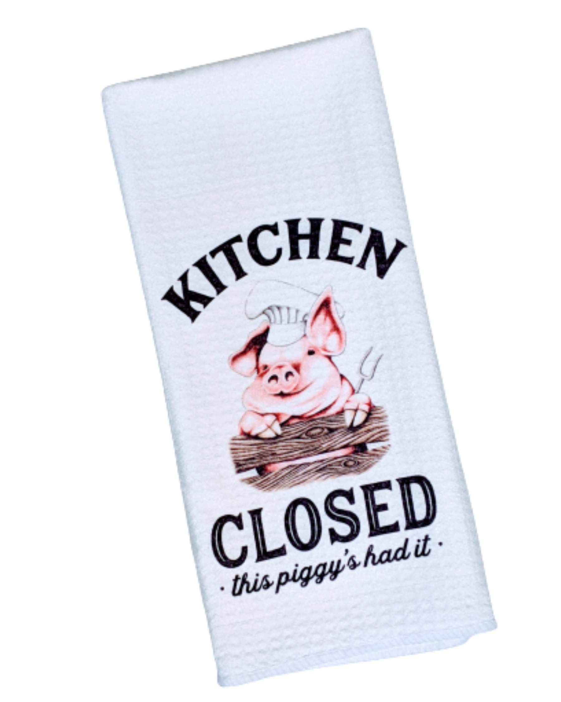 Kitchen Closed This Piggy's Had It - Waffle Weave Towel Funny Pig Chef Decor