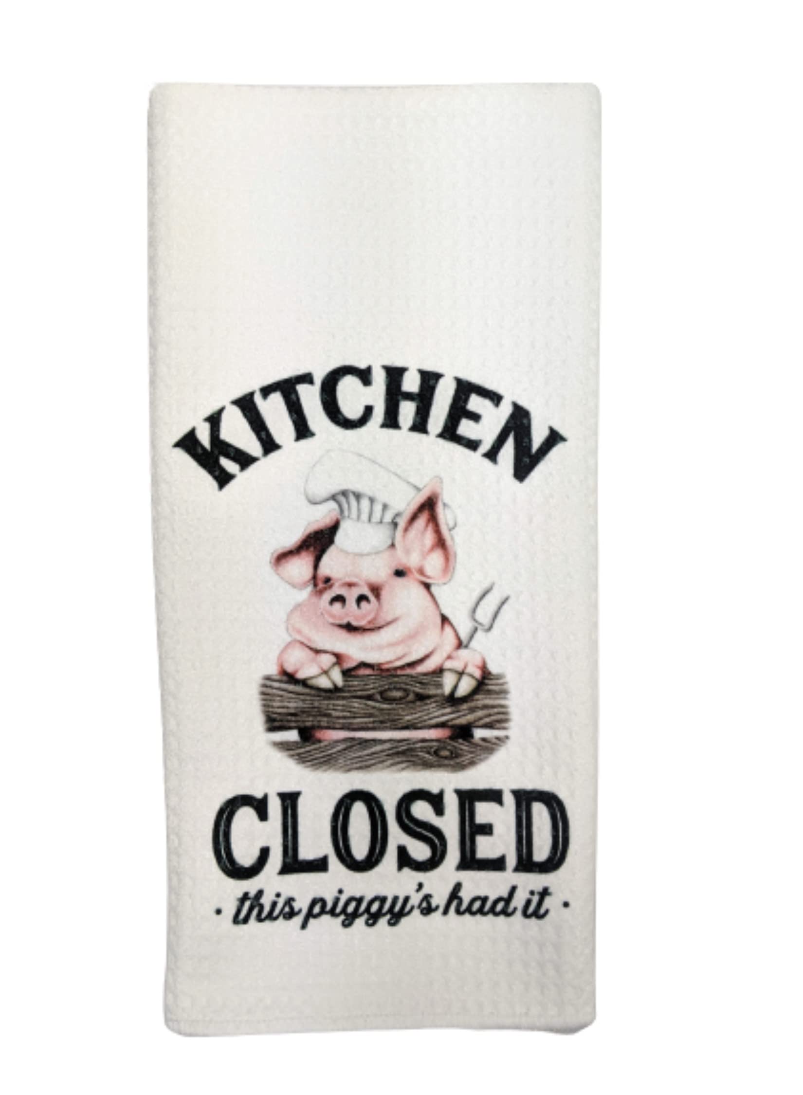 Kitchen Closed This Piggy's Had It - Waffle Weave Towel Funny Pig Chef Decor