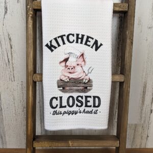 Kitchen Closed This Piggy's Had It - Waffle Weave Towel Funny Pig Chef Decor