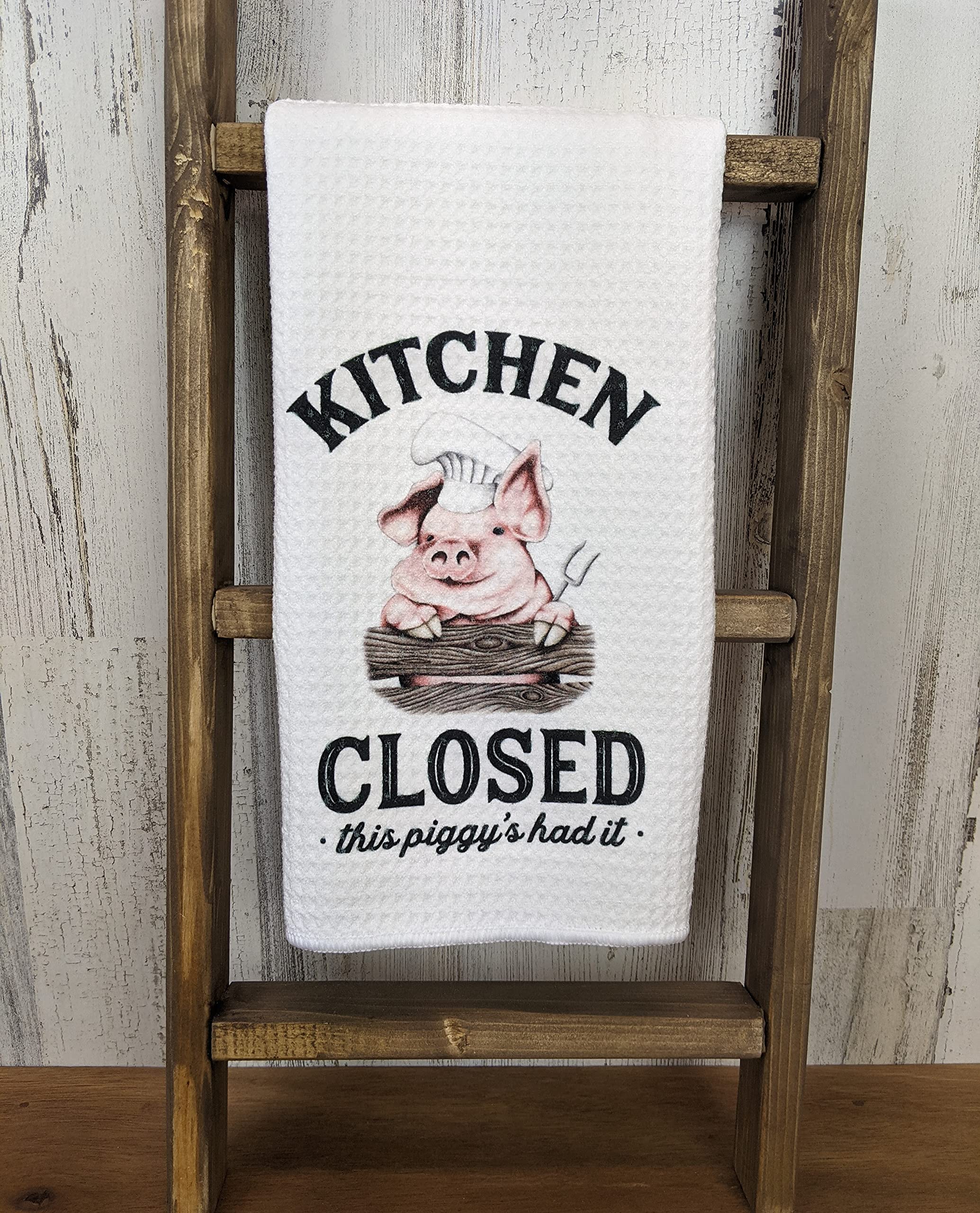 Kitchen Closed This Piggy's Had It - Waffle Weave Towel Funny Pig Chef Decor