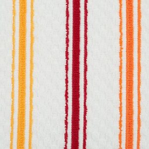 Cotton Stripe Terry Dish Towels, 15x25 Set of 12, Absorbent Durable Drying Cleaning Kitchen Towels-Red/Orange Stripe