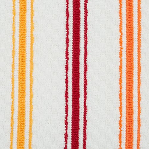 Cotton Stripe Terry Dish Towels, 15x25 Set of 12, Absorbent Durable Drying Cleaning Kitchen Towels-Red/Orange Stripe