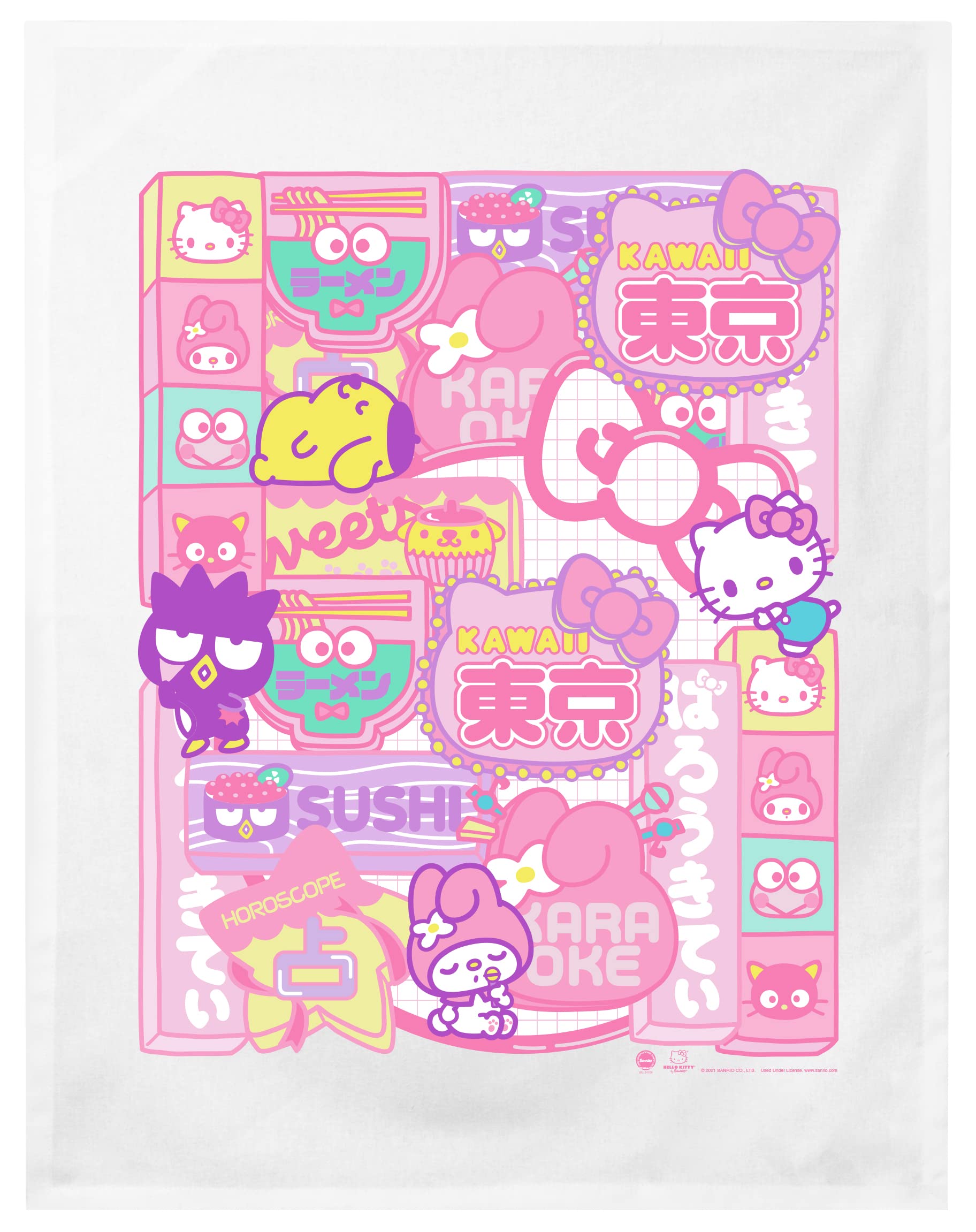 Bioworld Sanrio Hello Kitty Characters All Over Print Kitchen Dish Towel