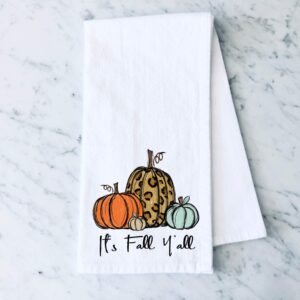 It's Fall, Y'all Leopard Pumpkin Flour Sack Kitchen Towel Holiday Home Decor