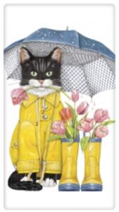 mary lake thompson bt180 cat with tulips flour sack towel