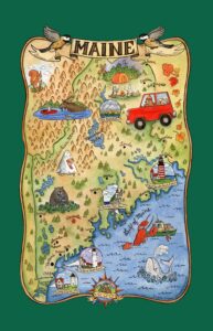 kay dee designs f2156 adventure destinations poster style tea towel, maine