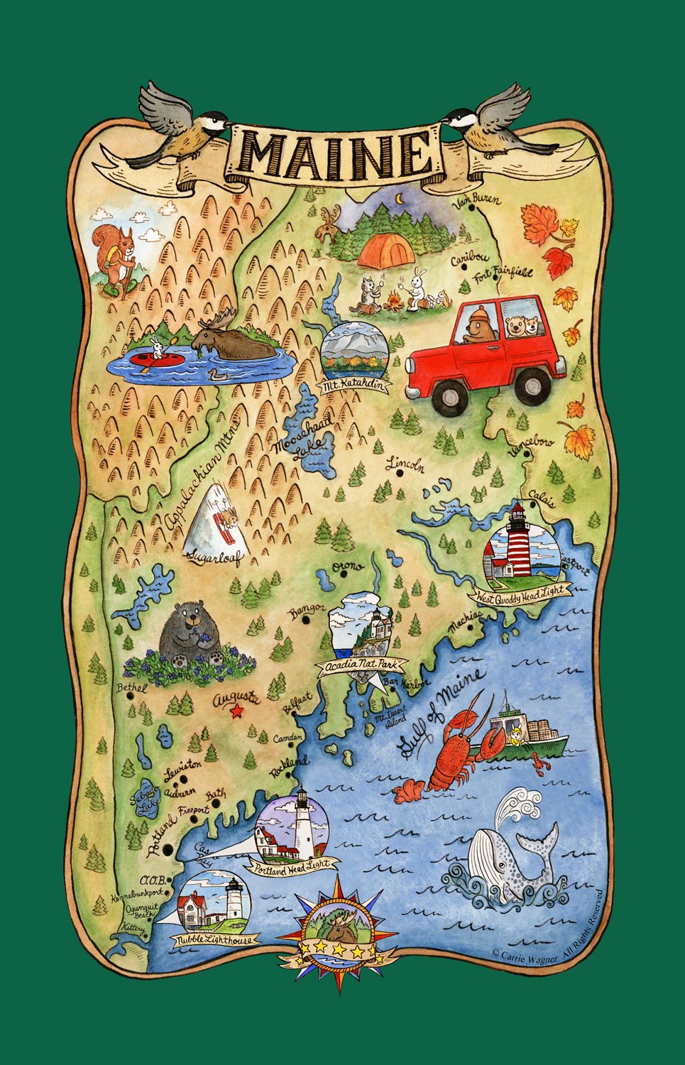 Kay Dee Designs F2156 Adventure Destinations Poster Style Tea Towel, Maine