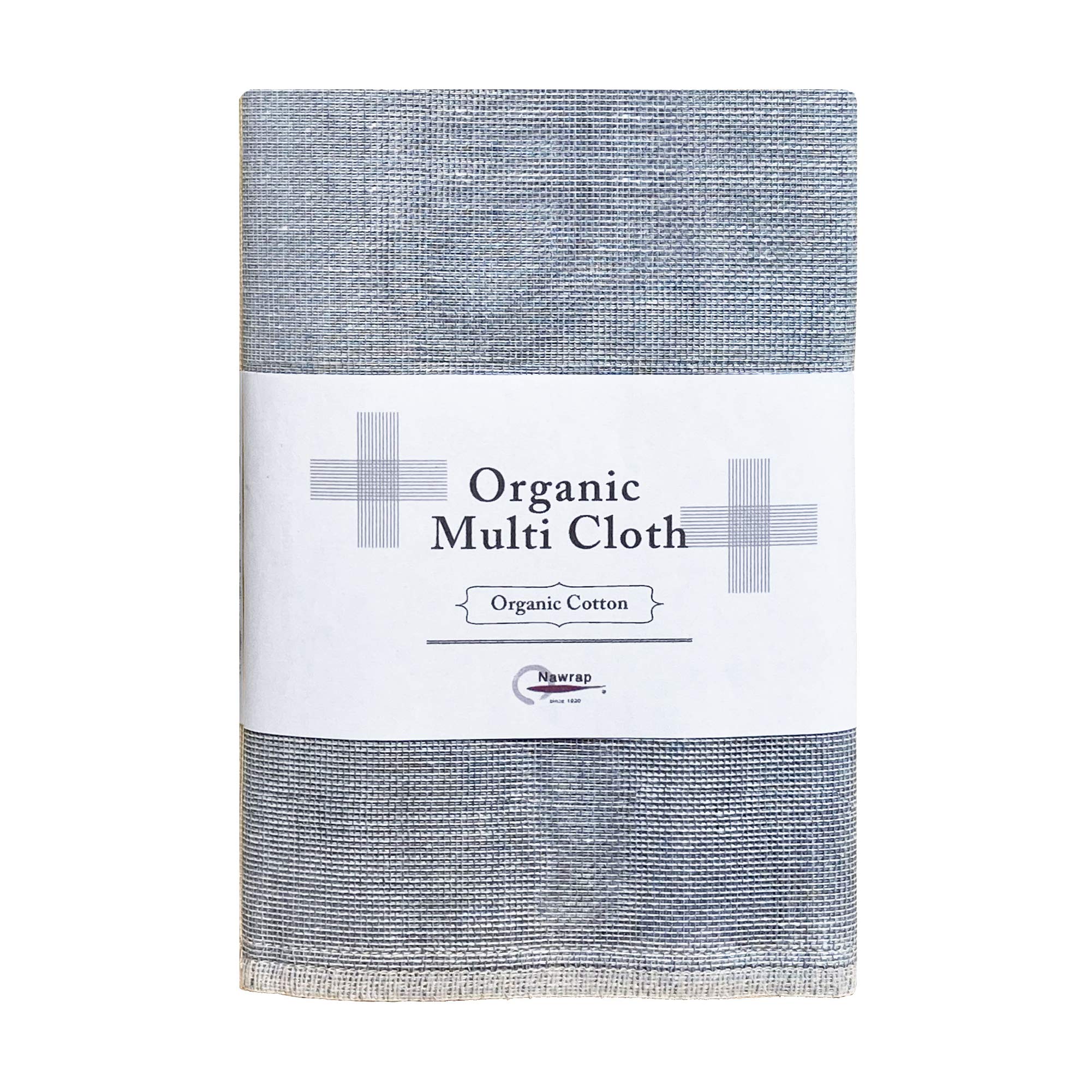 Nawrap Organic Multi Cloth, 13.5 x 13.5 inch, Made from Organic Cotton, Durable, Quick-Drying, and Absorbent, Natural Blue