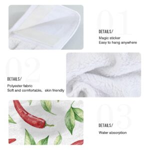 Kcldeci Hand Towels for Kitchen Red Hot Chili Pepper Hanging Tie Towels and Dishcloths Sets with Loop 2 Piece Sets