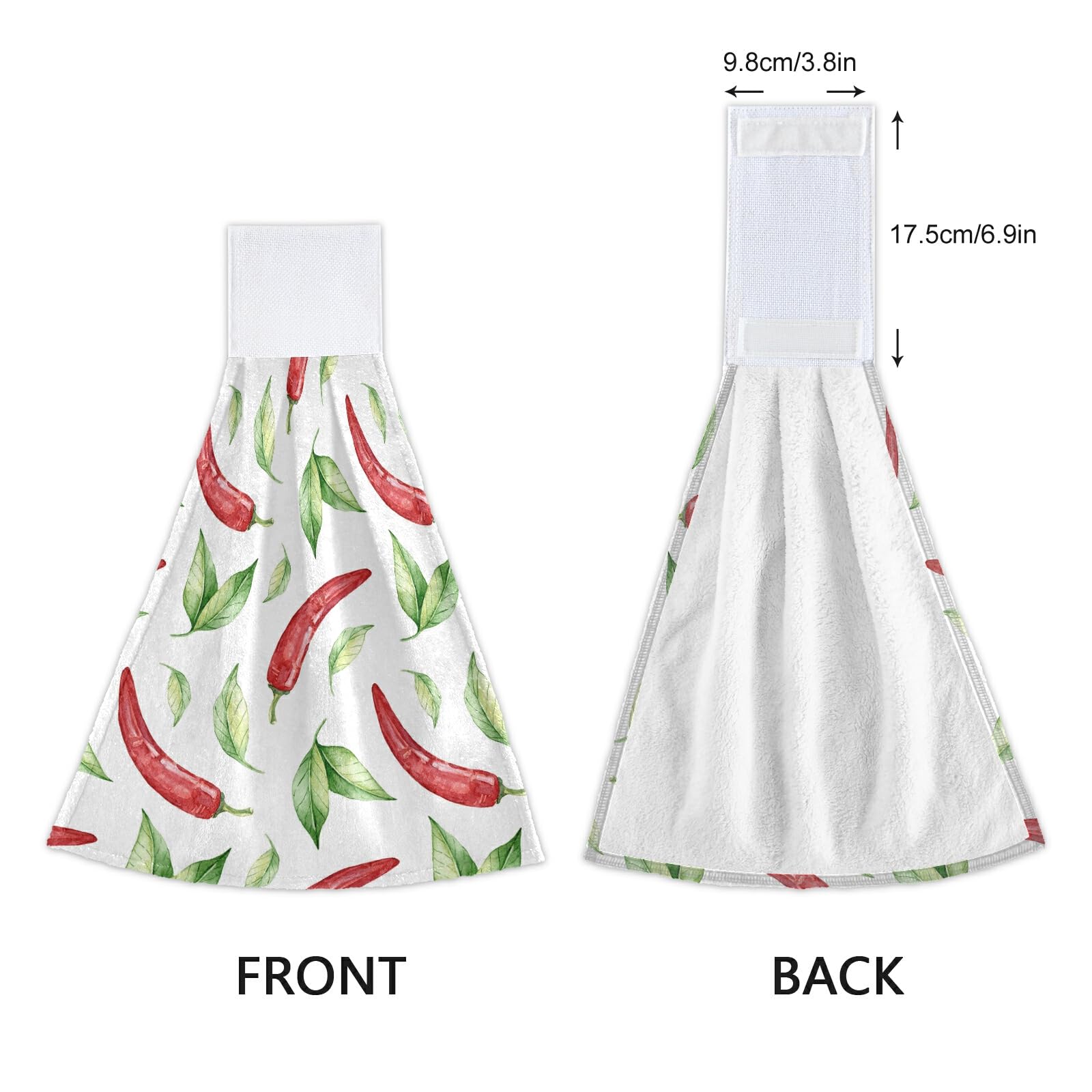 Kcldeci Hand Towels for Kitchen Red Hot Chili Pepper Hanging Tie Towels and Dishcloths Sets with Loop 2 Piece Sets