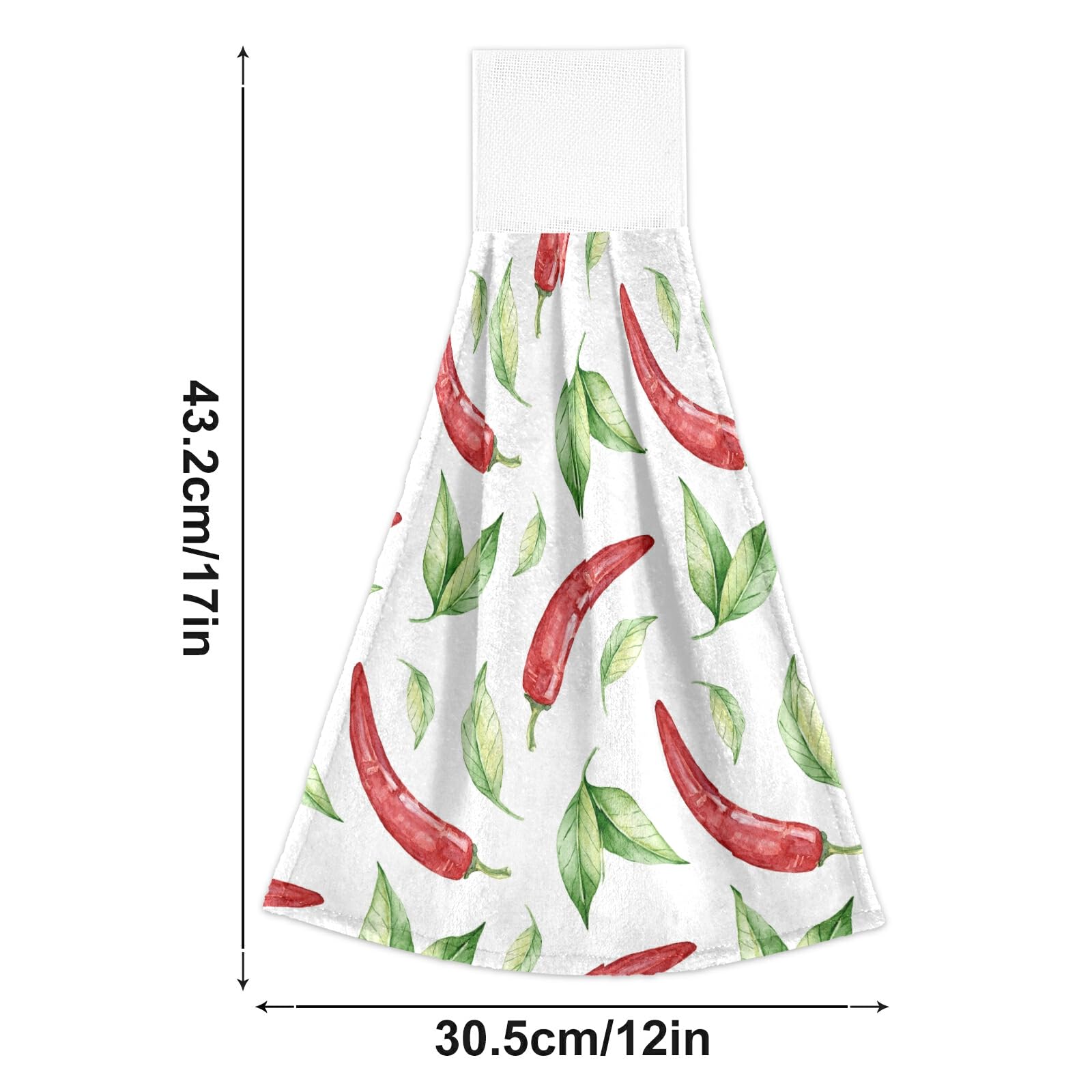 Kcldeci Hand Towels for Kitchen Red Hot Chili Pepper Hanging Tie Towels and Dishcloths Sets with Loop 2 Piece Sets