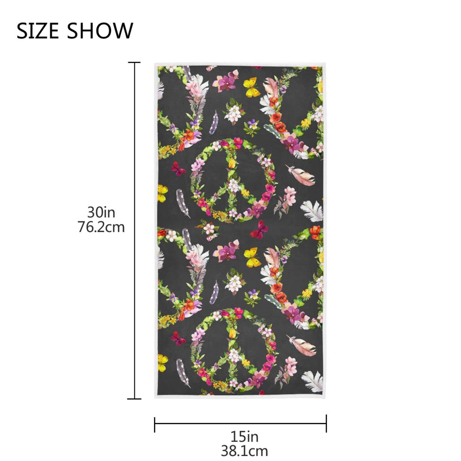 senya Kitchen Towels Peace Sign with Flowers - Kitchen Dish Towels - Reusable Cleaning Cloths - Polyester Cotton Towels(236na4a)